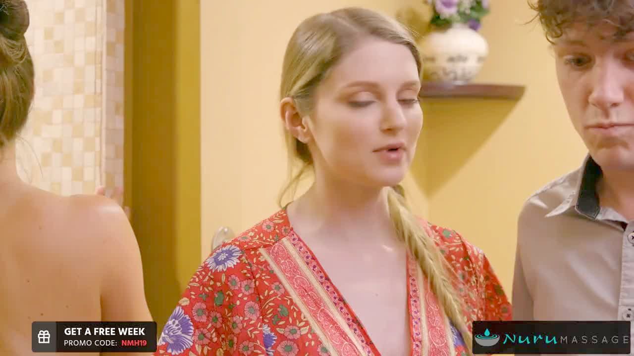 Nervous Couple End Up Double Teaming Big Boobed Masseuse 