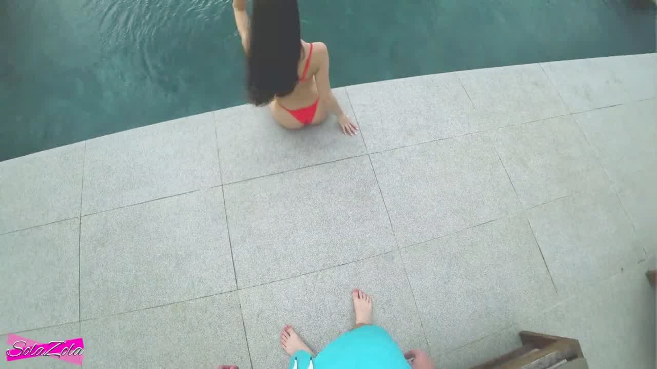 accidentally jizz in her honeypot near the rooftop pool - - hotntubes.com