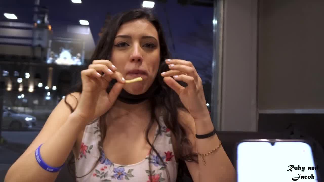 Latina Luvs Mcdonalds Ice Testicle Tonic With Jism On It And A Plaything Inwards Her