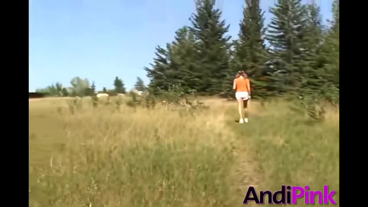 bare in the woods nubile andi pink truly is all natural - hotntubes.com