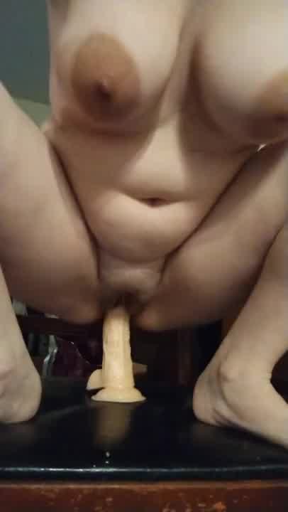 Solo Railing Faux Cock Deep In Her Prostate Squealing Noisily