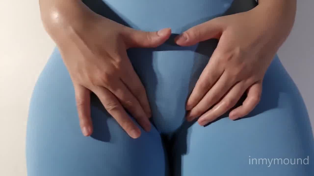 My Puffy Cunt Swelling In A Blue Gym Cock Squeezing Stretch Pants