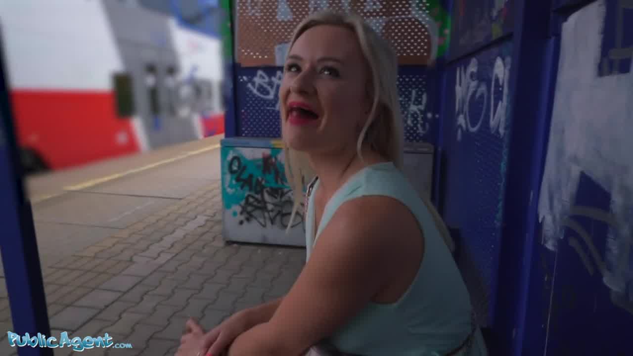 Giant Hooters Fair Haired Lily Fun Screwed Behind Train Station