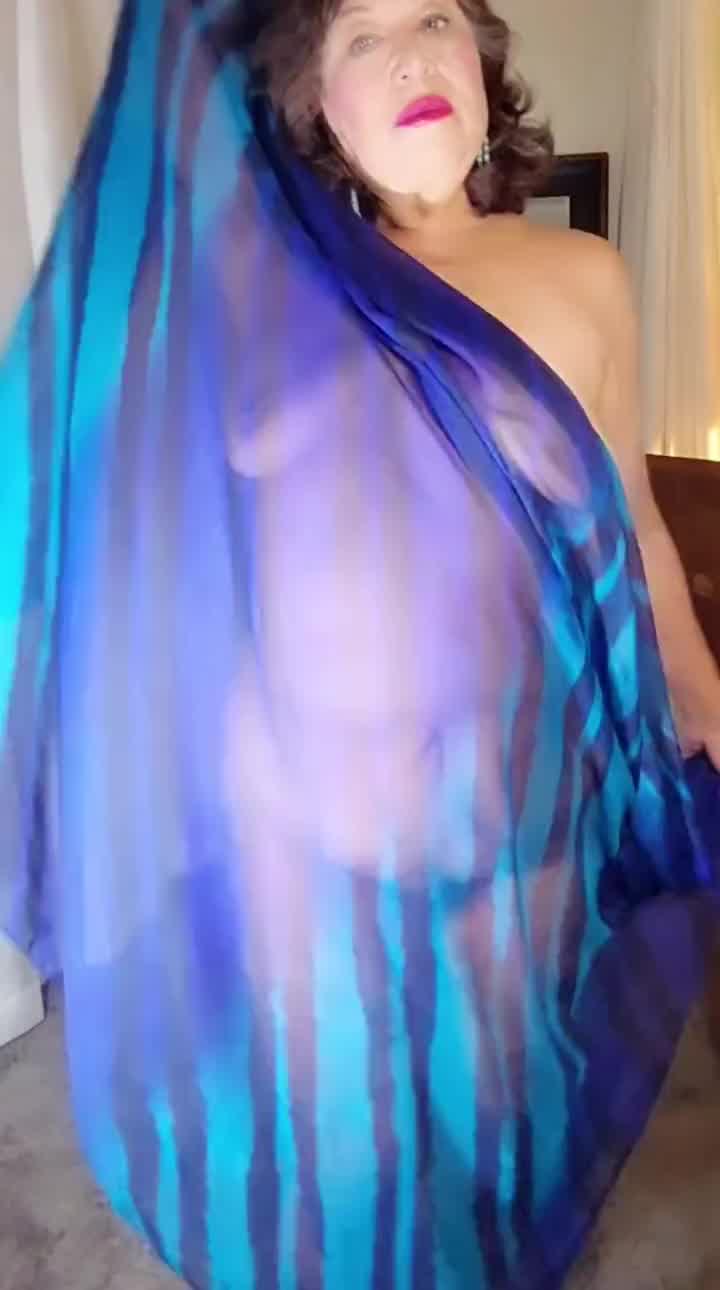 dancing bare in my semi-transparent scarf . mid-aged latina grandma with woolly vagina ...