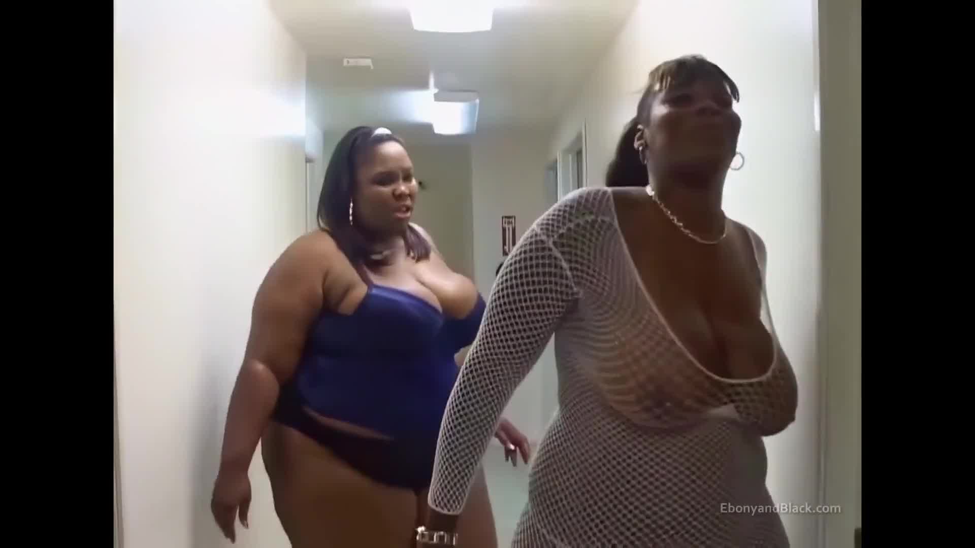 Larger Busty Blacks Take A Gobbling While Dick Licking Trunk